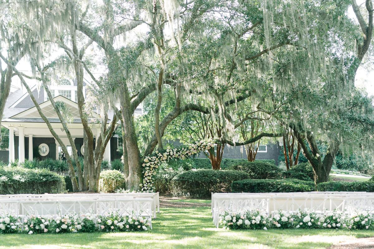 Married Under a Floral Adorned Oak Tree on Kiawah Island