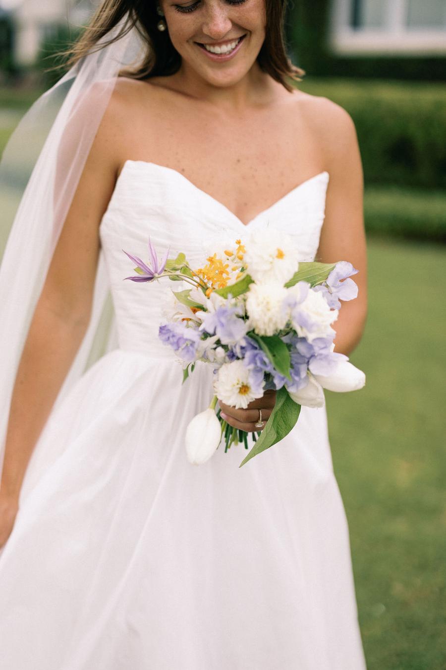 A Laid-Back Garden Celebration with Fresh Florals and an Atmosphere ...
