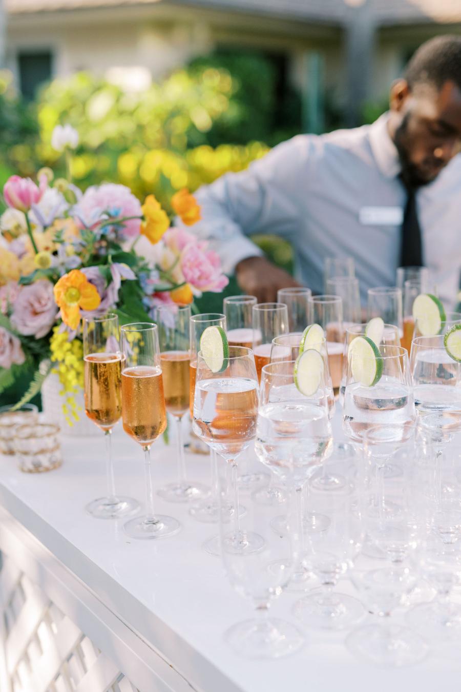 A Whimsical Waterfront Wedding Awash in Bright Color, Rattan Accents ...