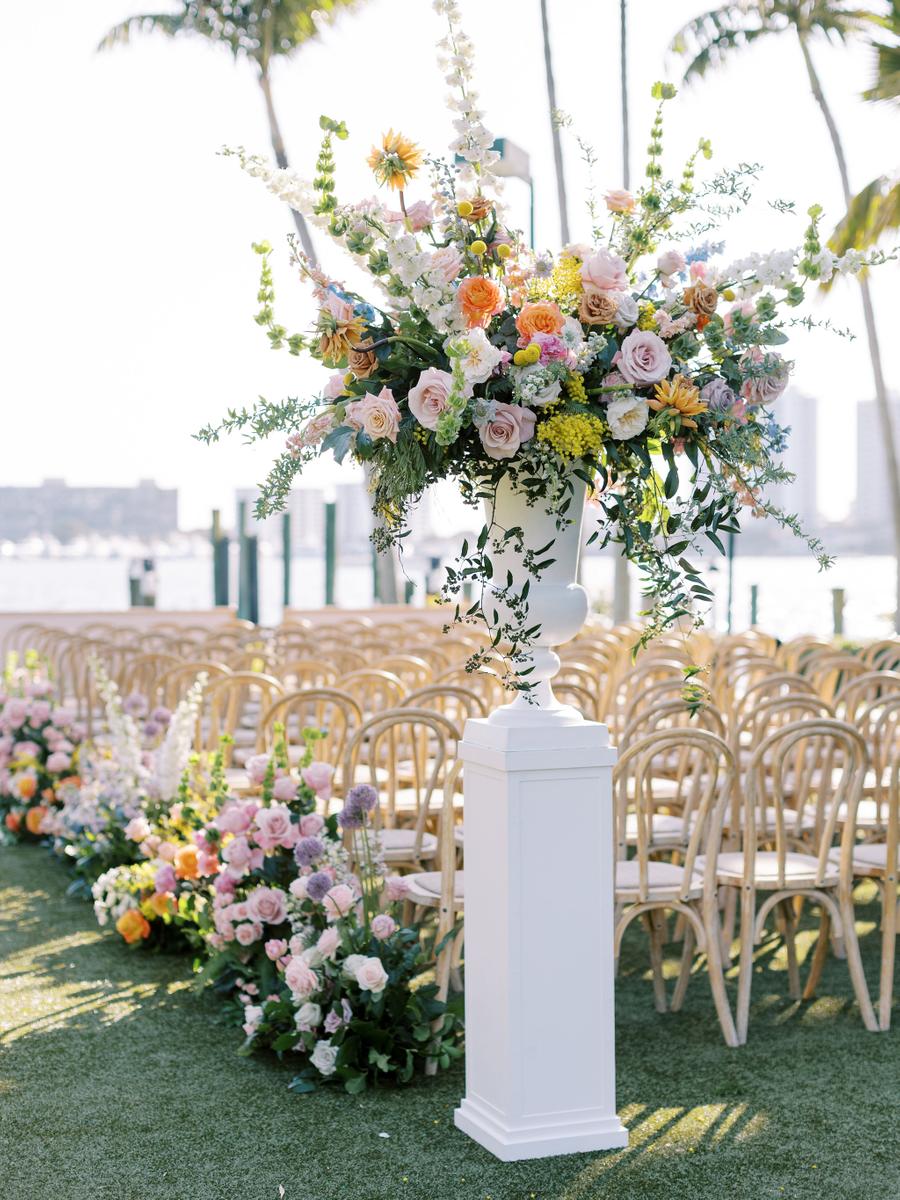 A Whimsical Waterfront Wedding Awash in Bright Color, Rattan Accents ...