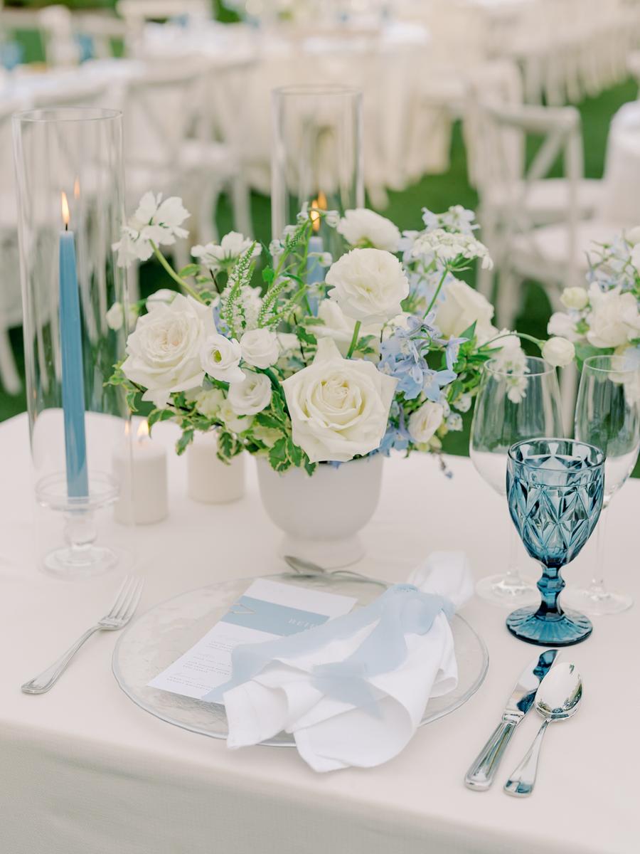 A Soft Celebration in French Blue With Layers of Delicate Detail at ...