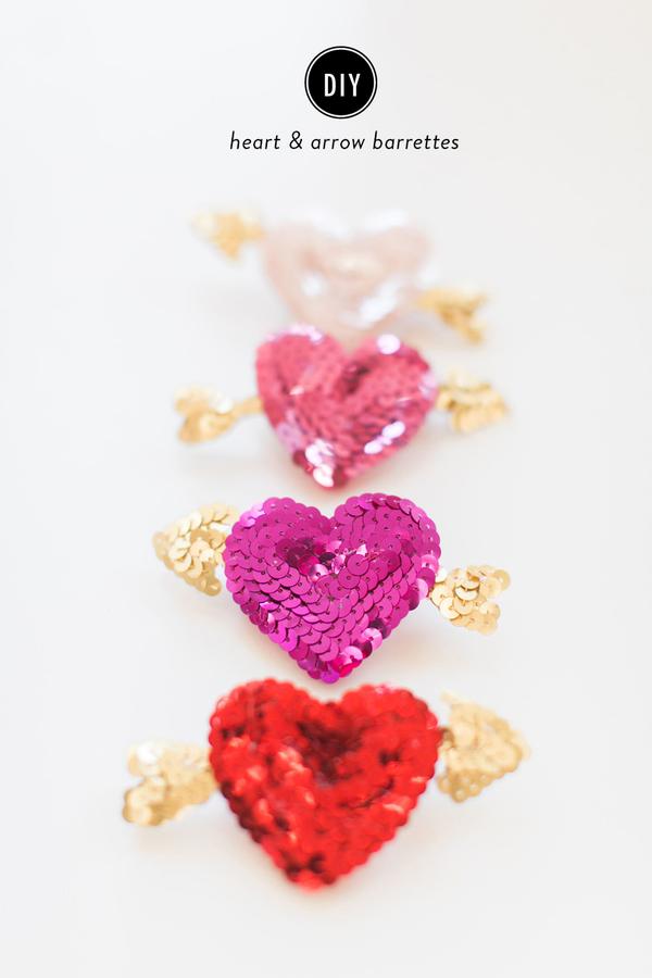 DIY Heart & Arrow Barrettes